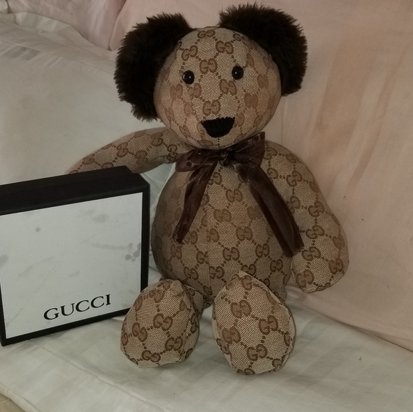 Gucci | Accessories | Custom Made Gucci Teddy Bear In Brown Monogram Gg ...